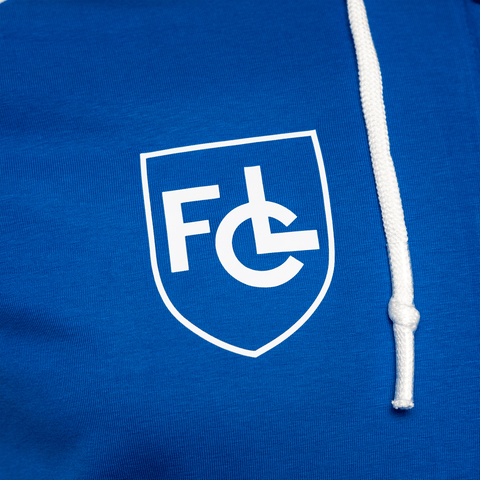 FCL Zip Hoodie Retro Logo Blau-Weiss – FCL Fanshop